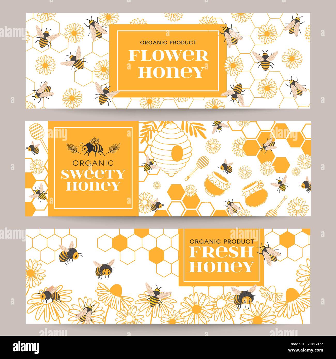 Honey banners. Business promote flyer with various beekeeping products ...