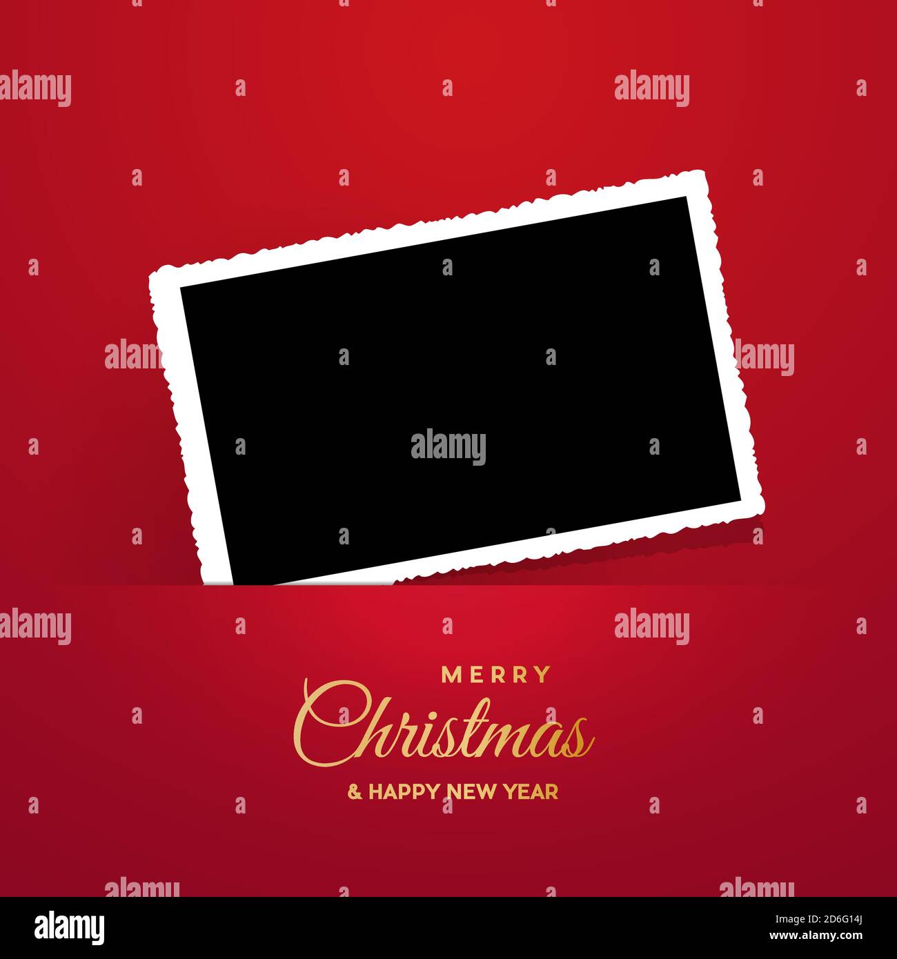 Christmas background with photo, blank frame. Vector template with ...