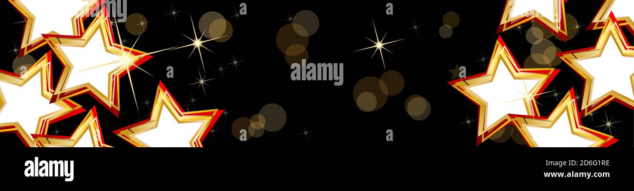 Christmas vector header. Stars with blurry light. Black background ...
