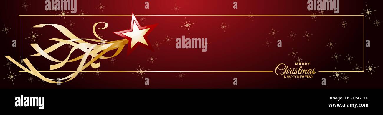 Header Comet star, Merry Christmas text and golden frame, copy space on ...
