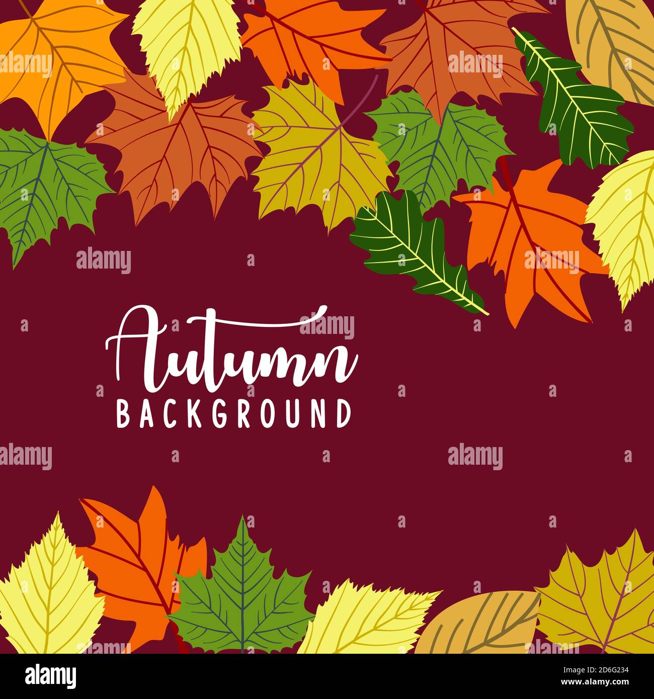 Hello autumn background with fall leaves. Nature autumnal vector ...