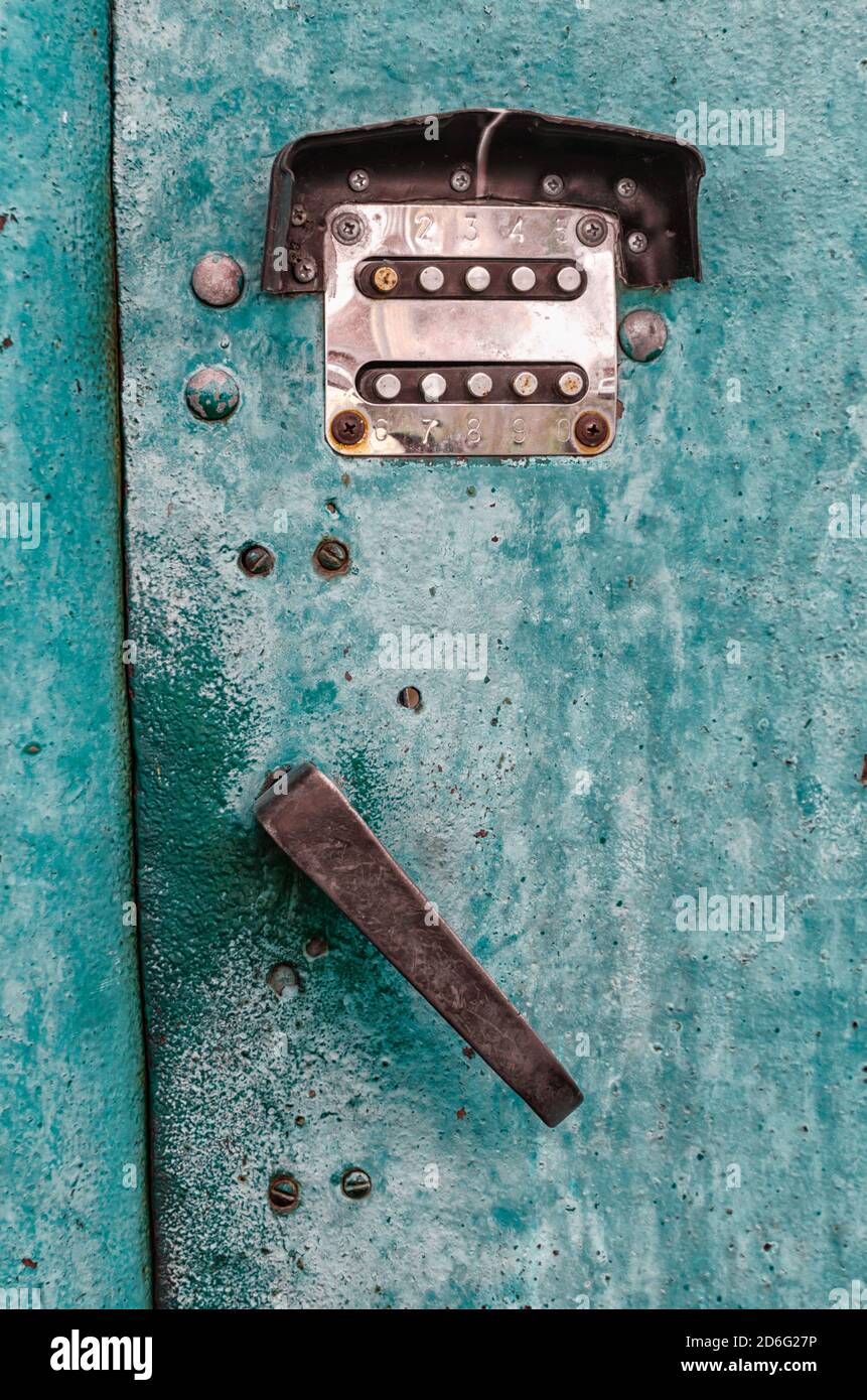old digital combination lock on an iron door close up Stock Photo - Alamy