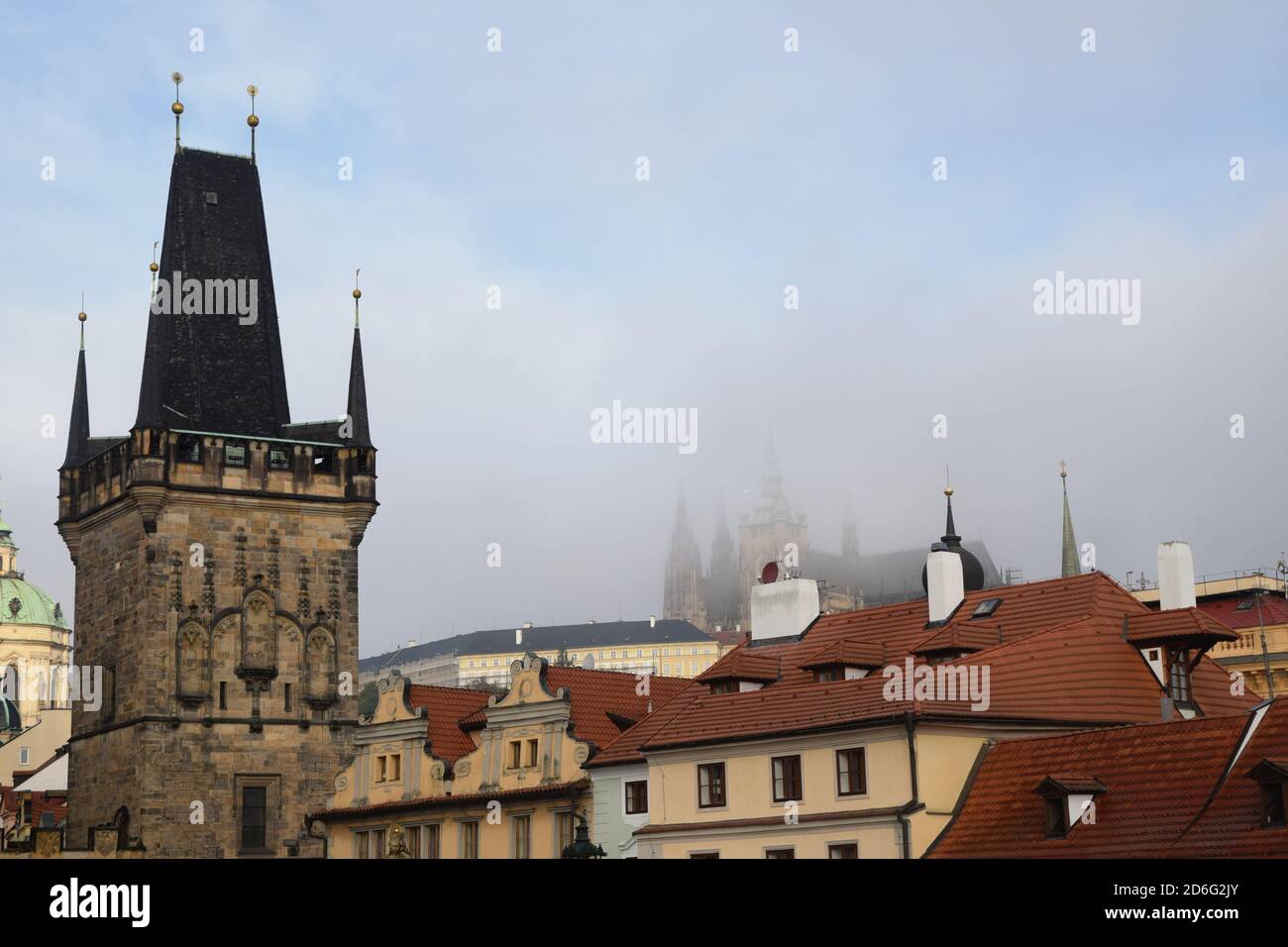 Misty morning in Prague, the capital city of the Czech Republic ...