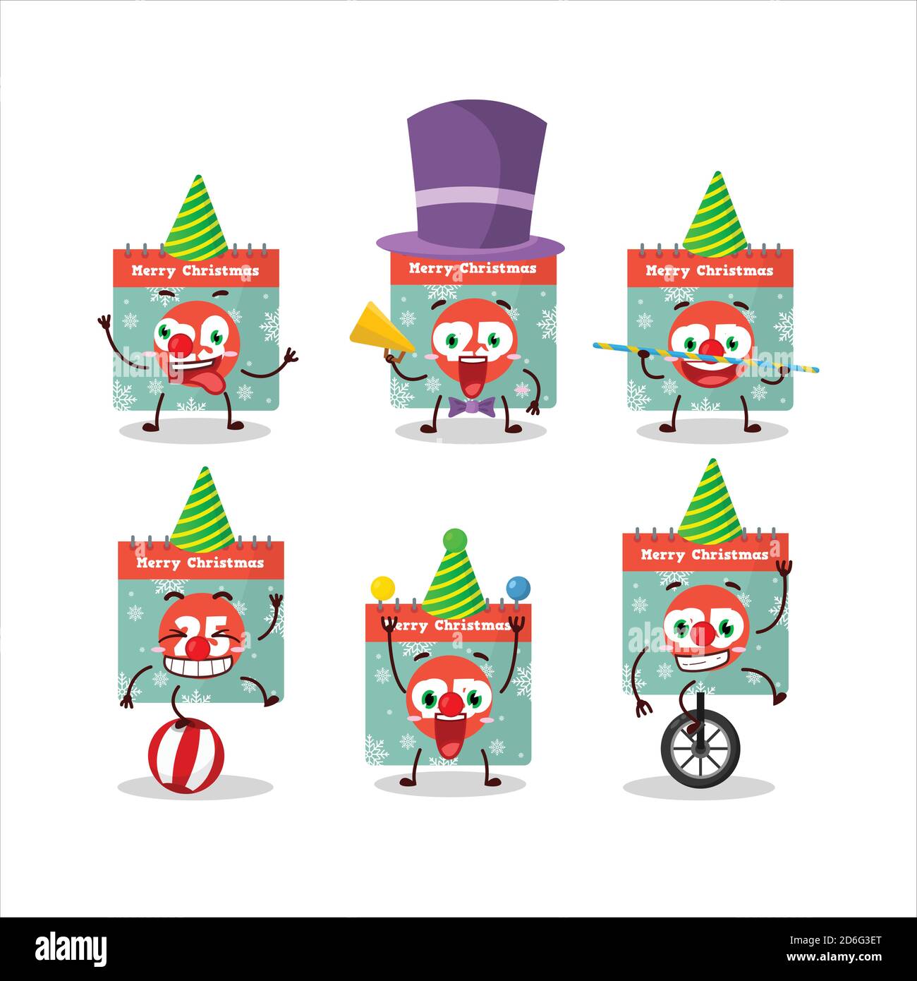 Cartoon character of 25th december calendar with various circus shows ...