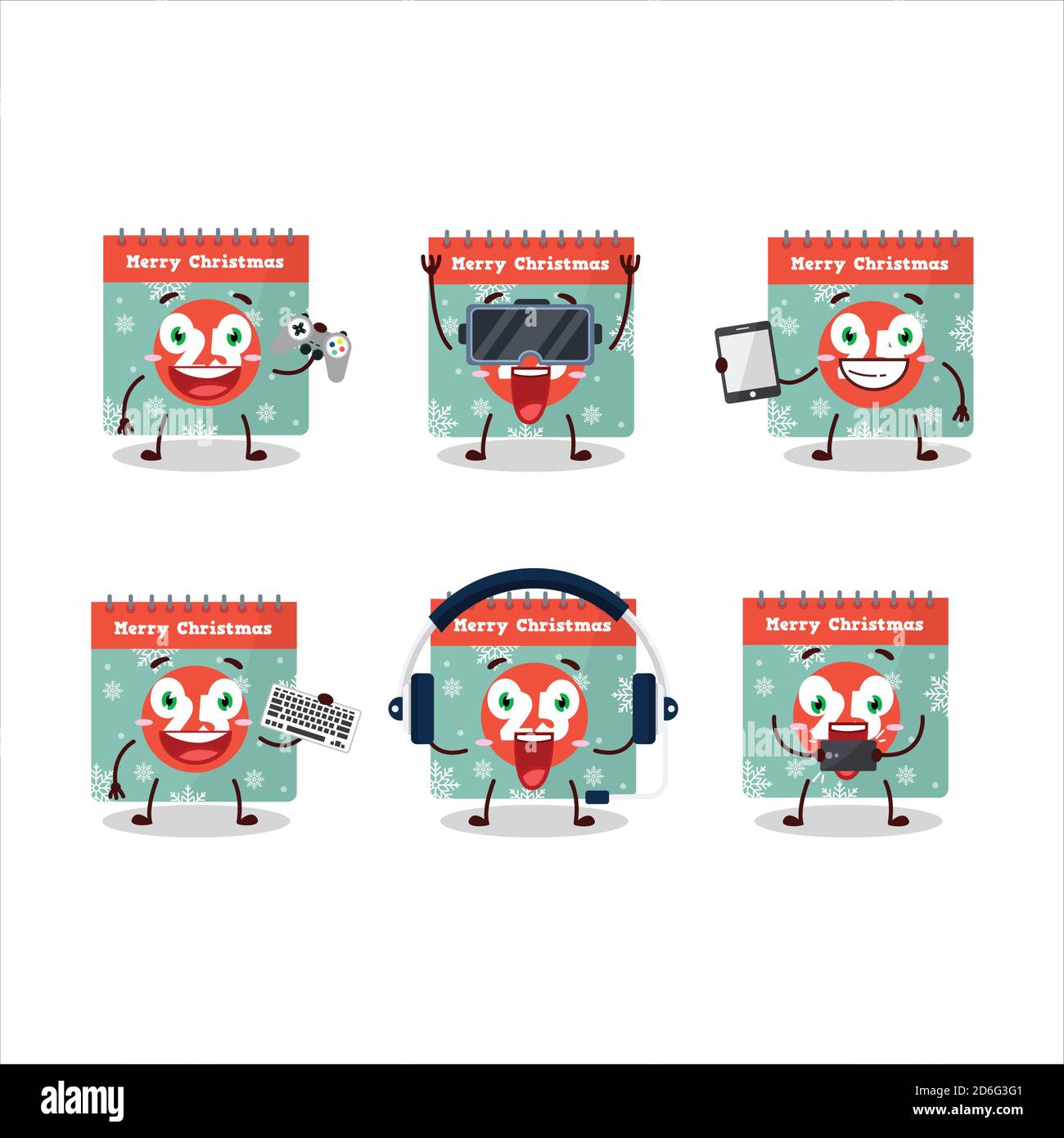 25th december calendar cartoon character are playing games with various ...
