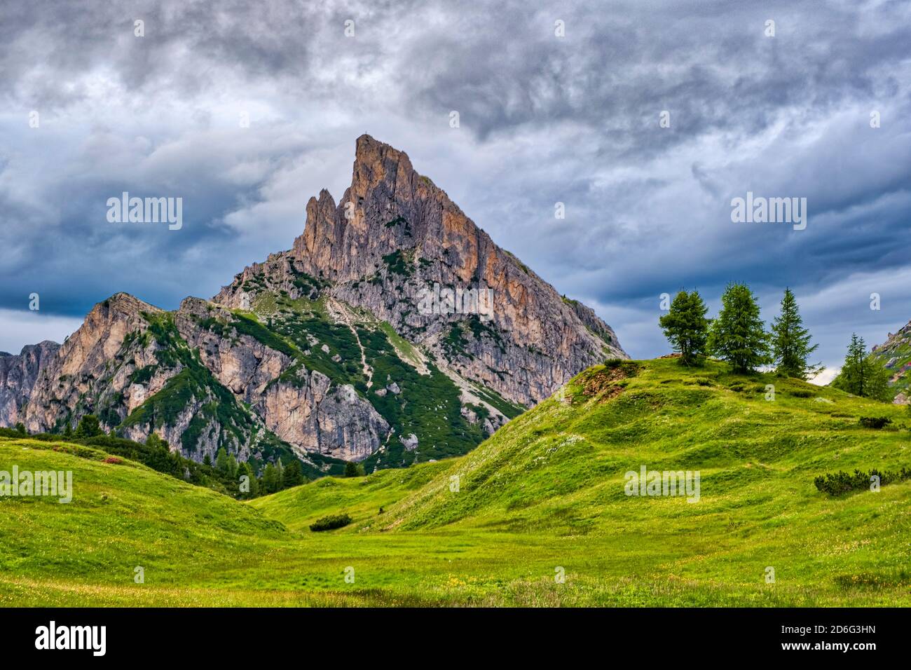 Mountainous dolomiti landscape from above Falzarego Pass, Passo di ...