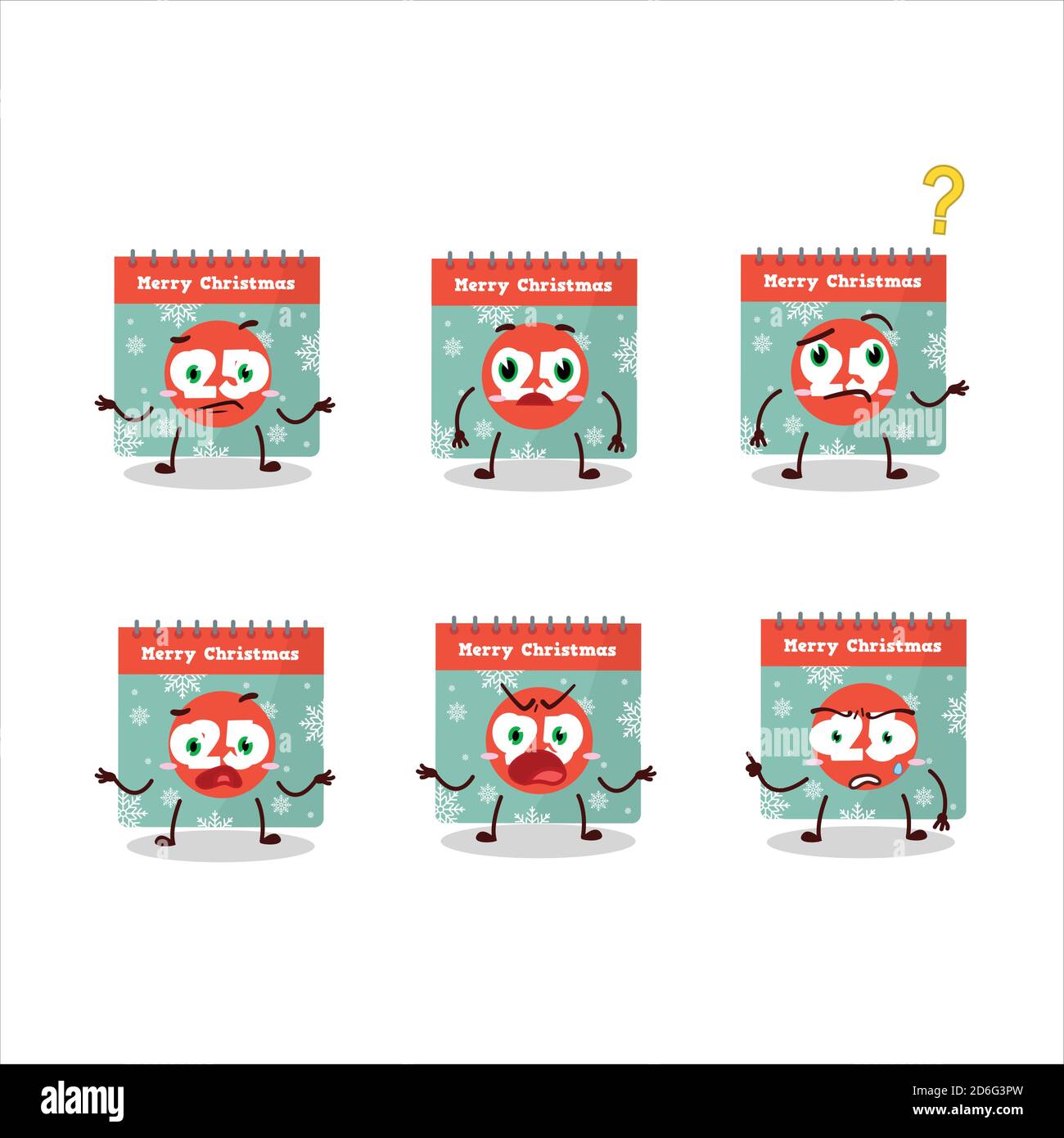 Cartoon character of 25th december calendar with what expression Stock ...