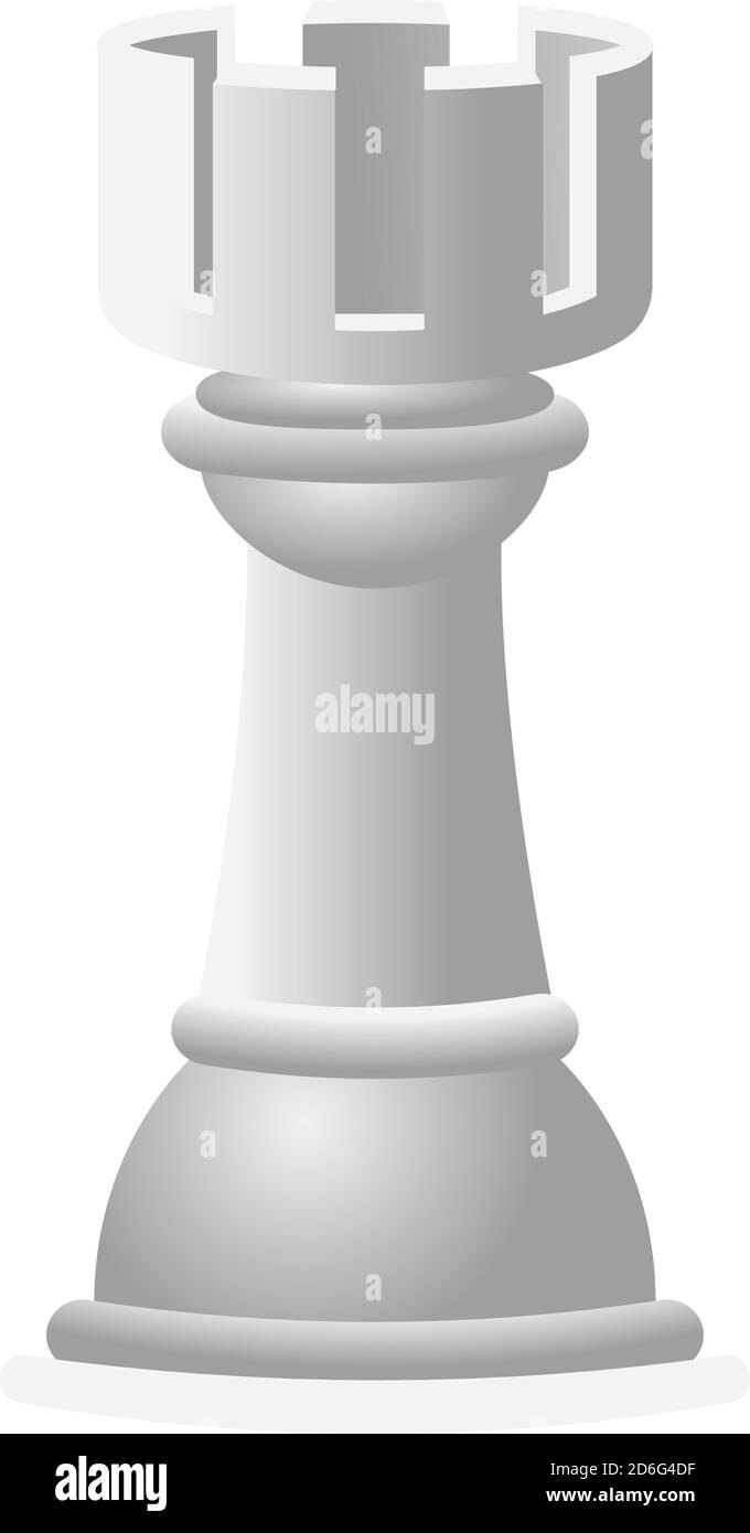 White chess rook icon. Cartoon of white chess rook vector icon for web ...