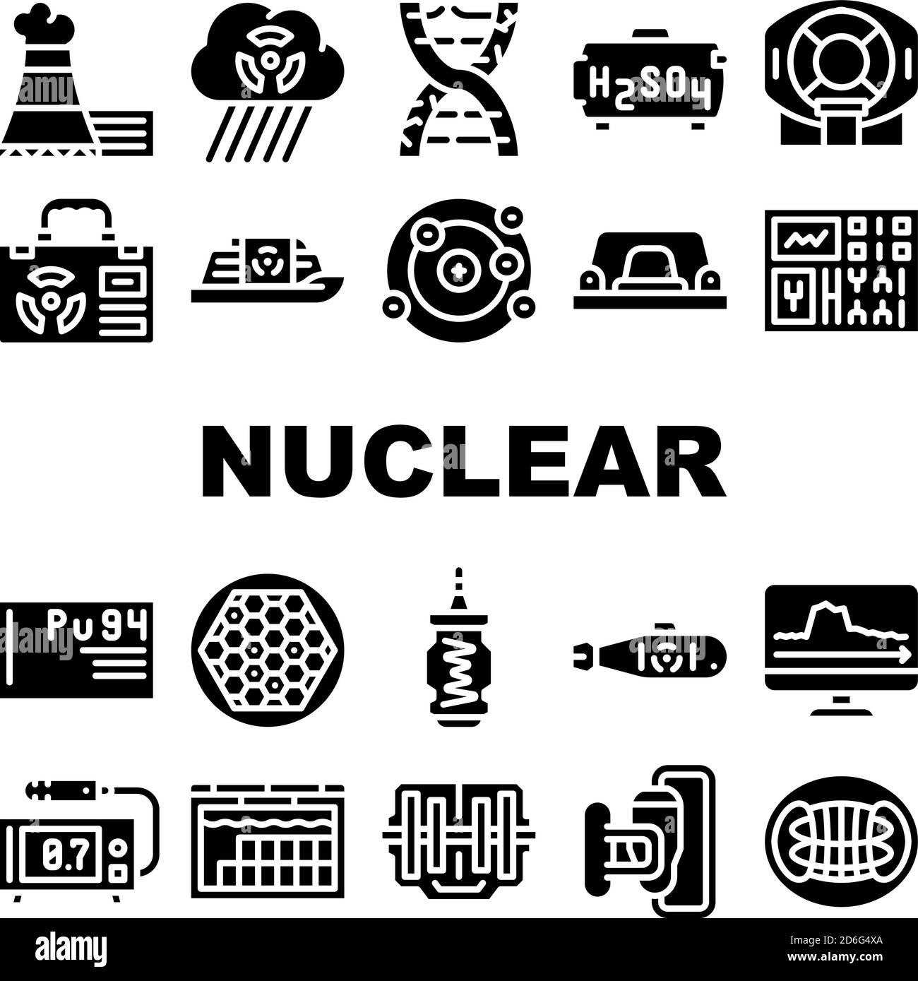 Nuclear Energy Power Collection Icons Set Vector Stock Vector Image ...