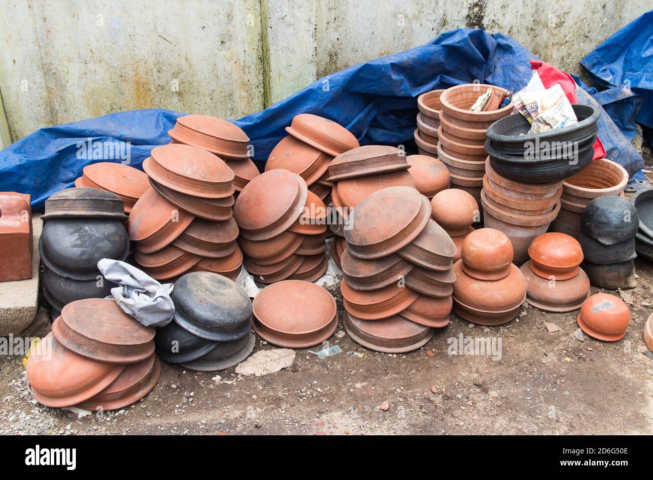 many clay pot make mud pottery on potters wheel. creating pots by ...
