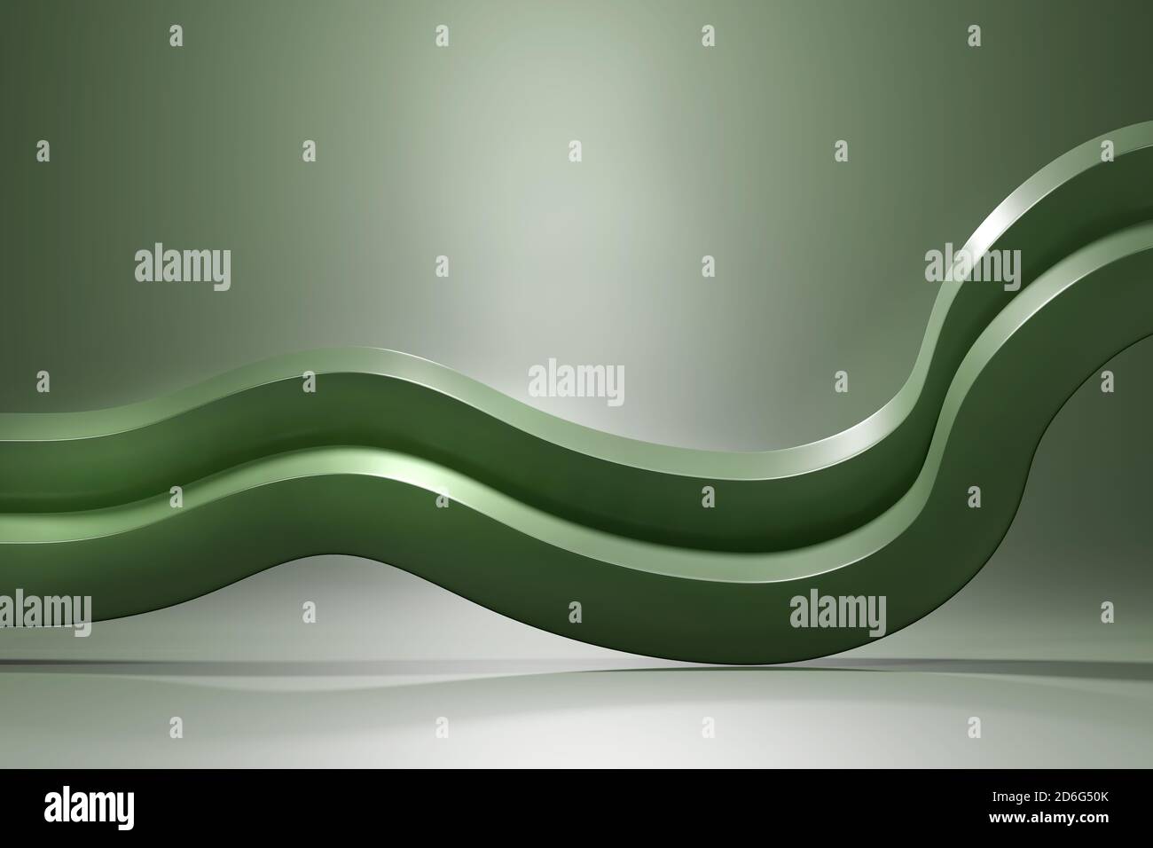 3d rendering of an abstract 3d composition with some green curves Stock ...