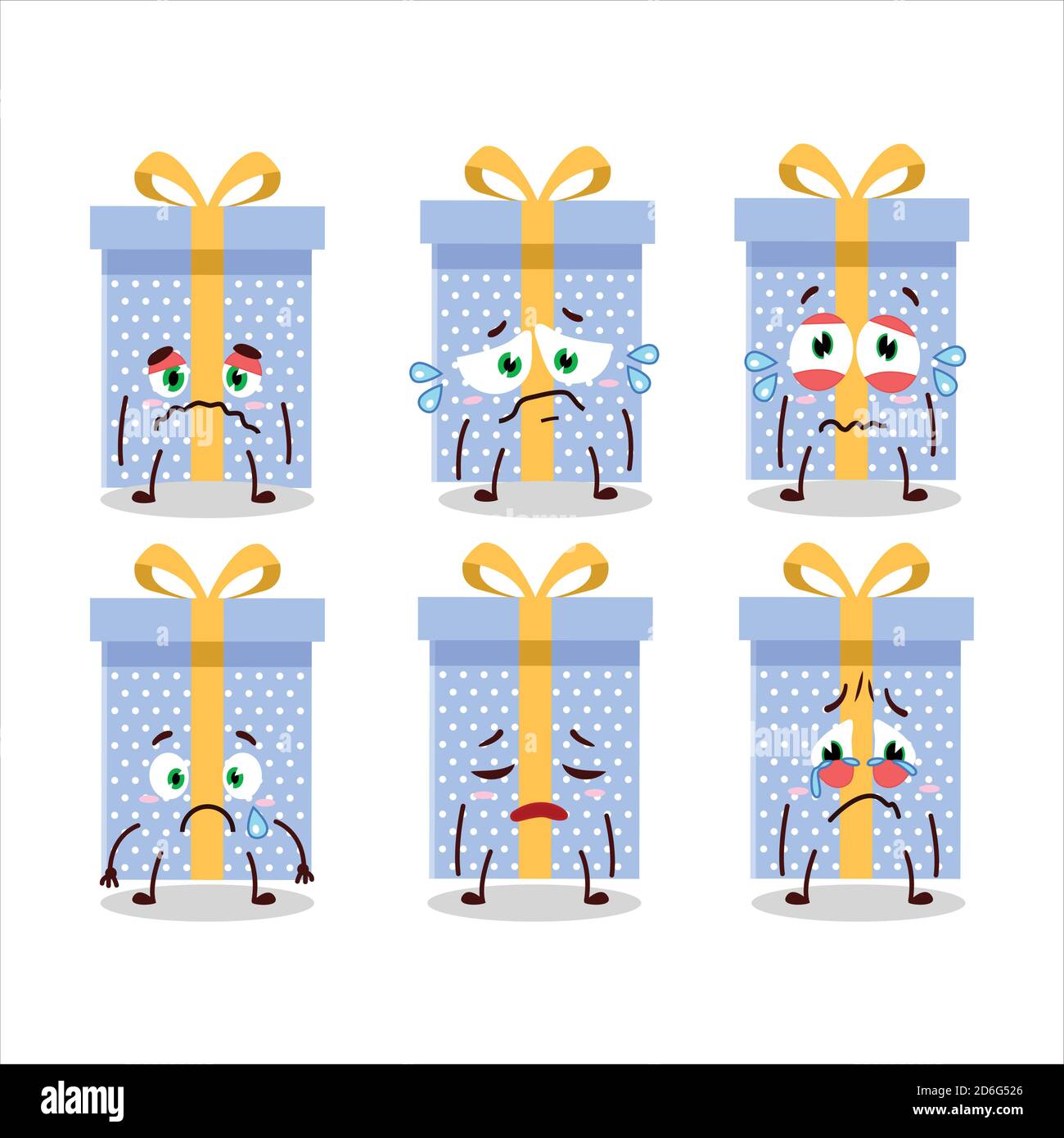 Blue christmas gift cartoon character with sad expression Stock Vector ...