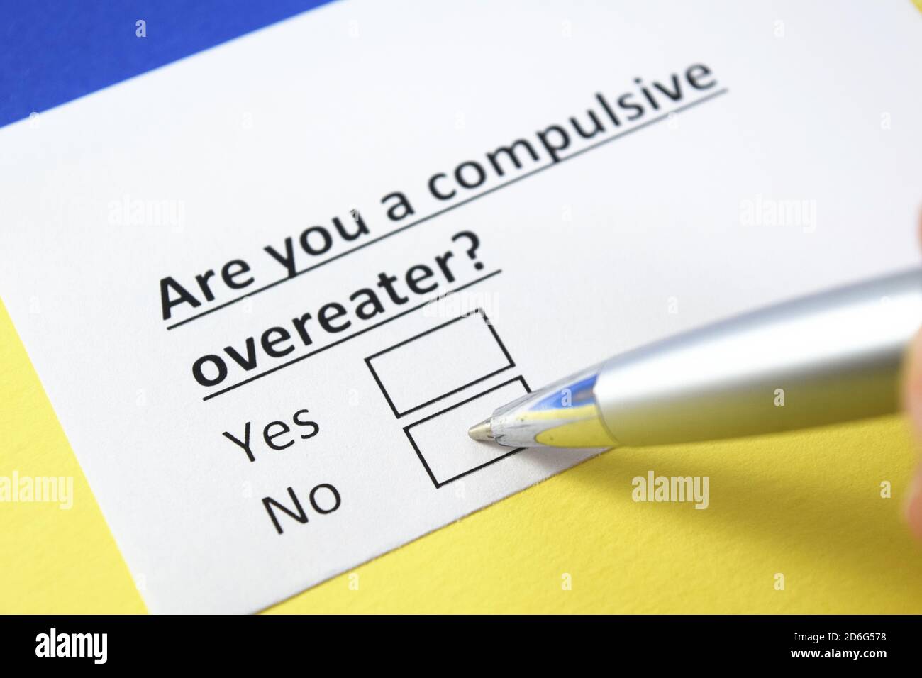 are you a compulsive overeater? Yes or no Stock Photo - Alamy
