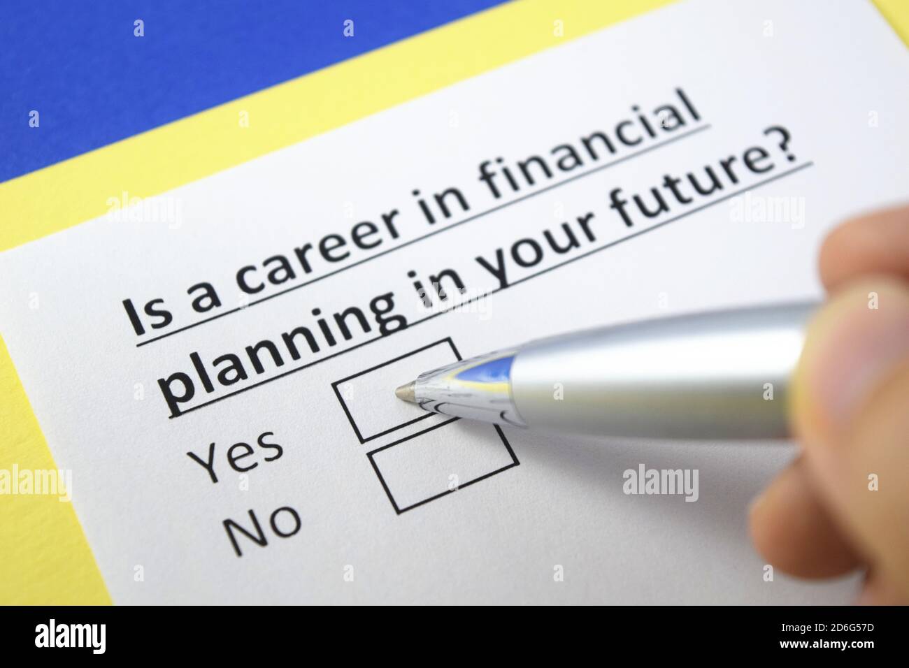 Is a career in financial planning in your future? Yes or no Stock Photo ...
