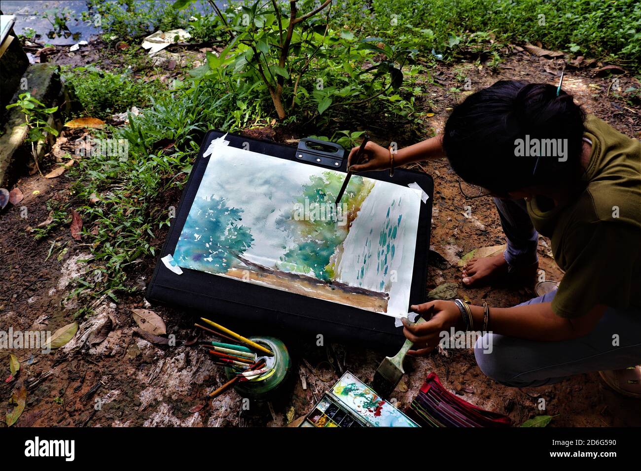 Art student is painting the natural object Stock Photo - Alamy