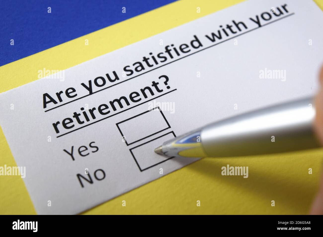 Are you satisfied with your retirement? Yes or no Stock Photo - Alamy
