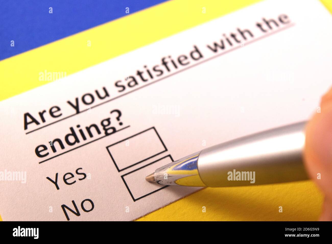 Are you satisfied with the ending? Yes or no Stock Photo - Alamy