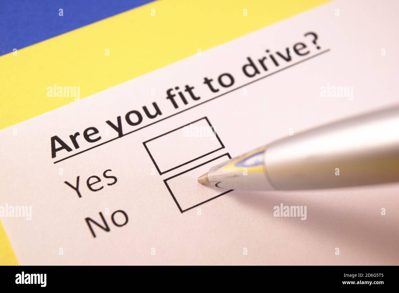 Are you fit to drive? Yes or no Stock Photo - Alamy