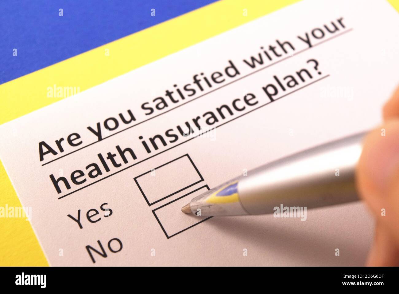 Are you satisfied with your health insurance plan? Yes or no Stock ...
