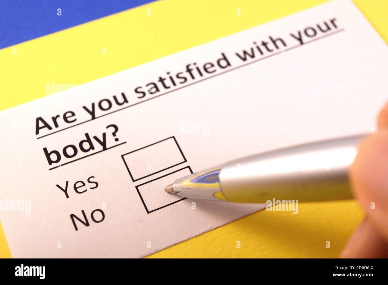 Are you satisfied with your body? Yes or no Stock Photo - Alamy