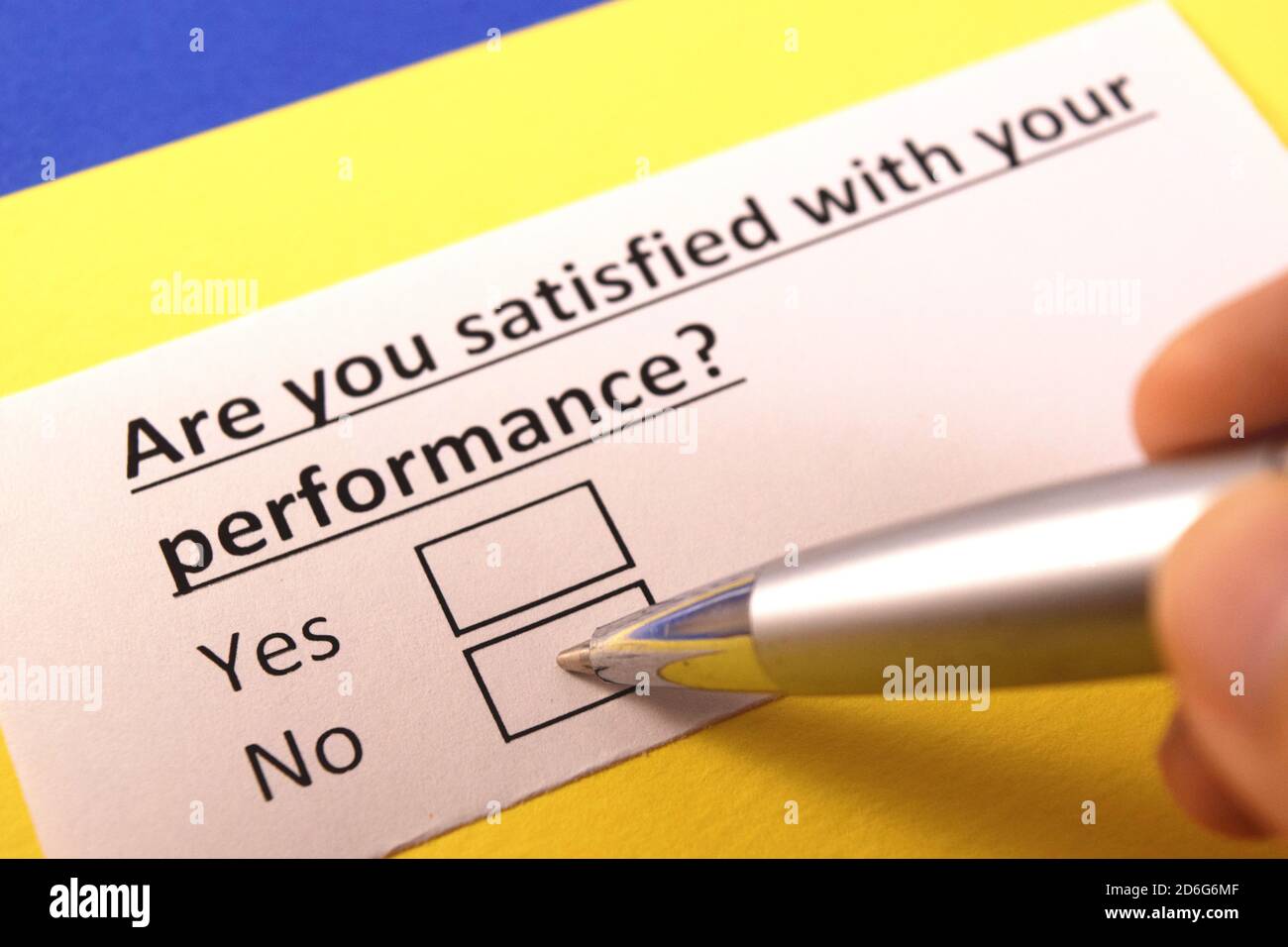 Are you satisfied with your performance? Yes or no Stock Photo - Alamy