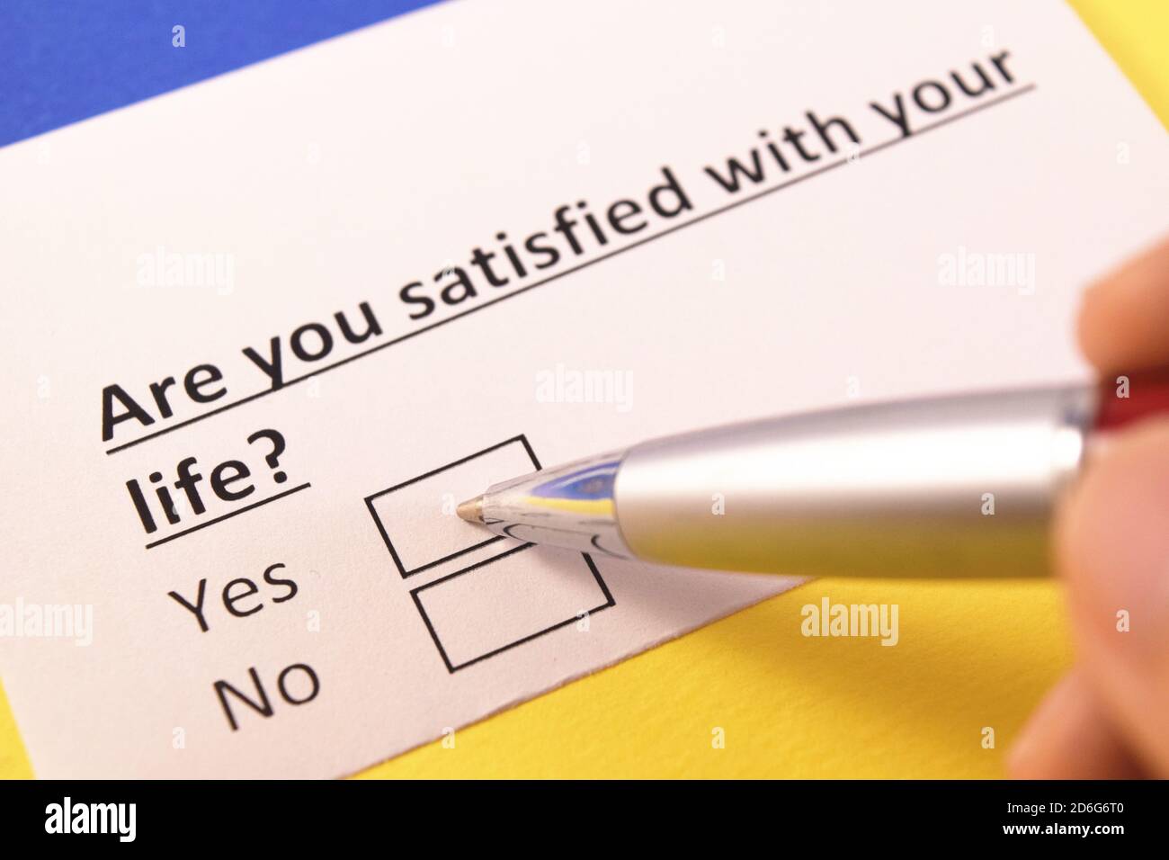 Are you satisfied with your life? Yes or no Stock Photo - Alamy