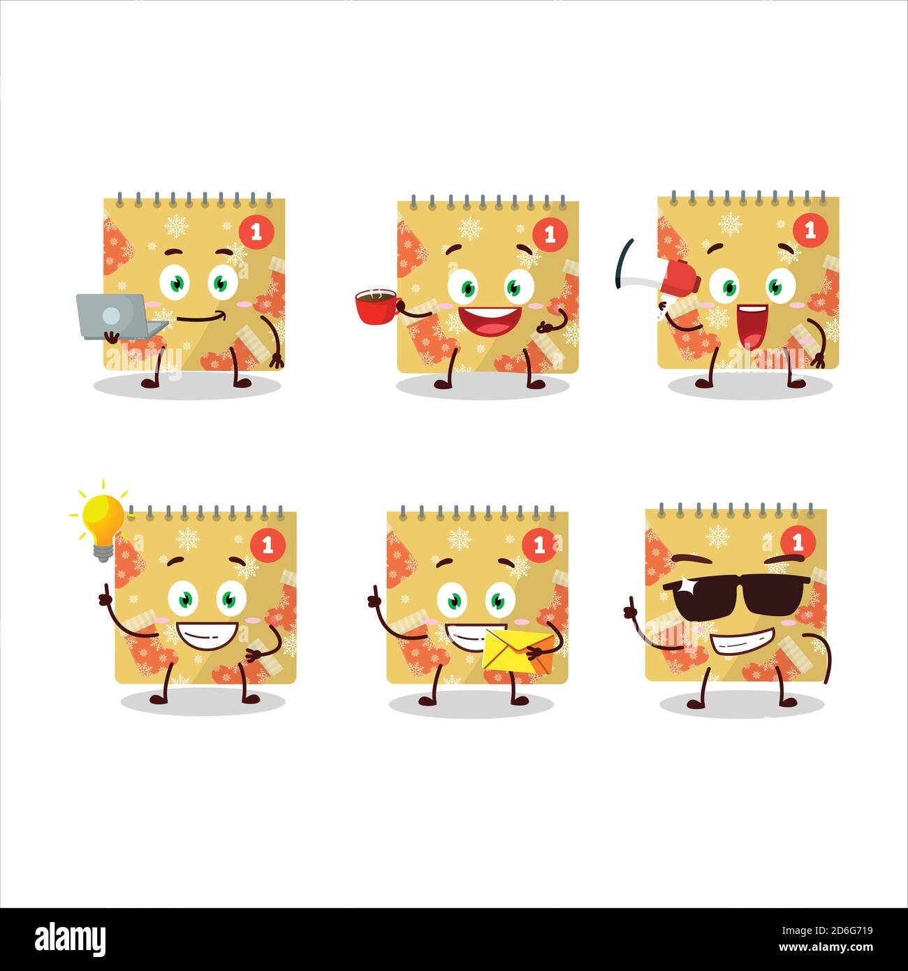 1st december calendar cartoon character with various types of business ...