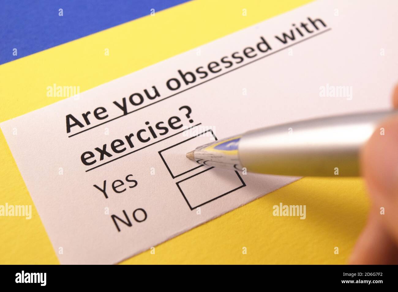 Are you obsessed with exercise? Yes or no Stock Photo - Alamy