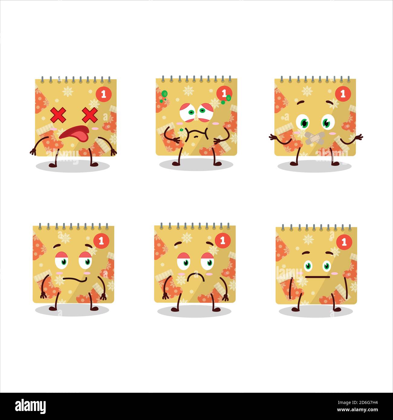 1st december calendar cartoon character with nope expression Stock ...