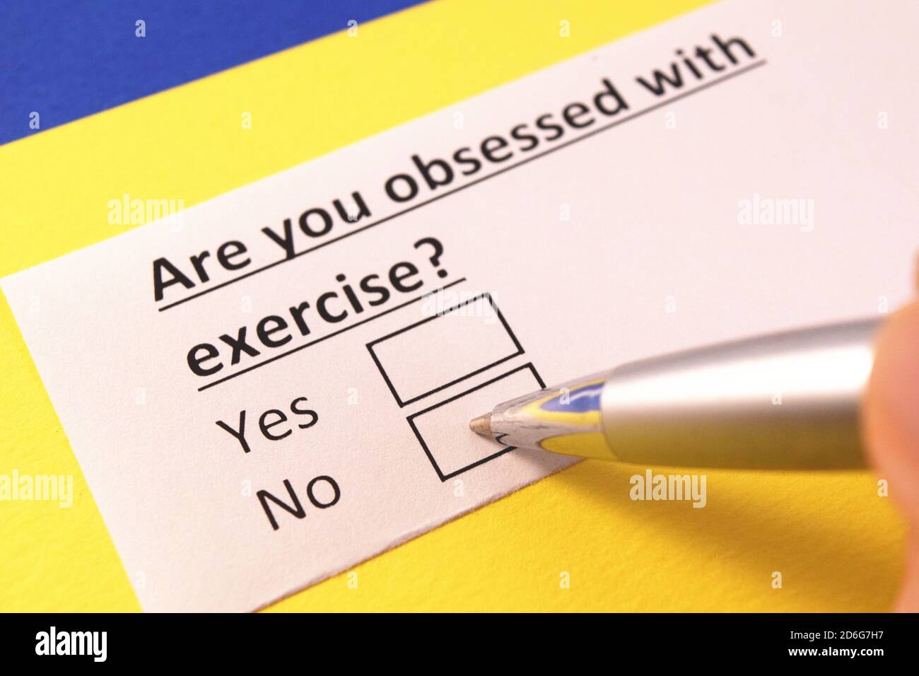 Are you obsessed with exercise? Yes or no Stock Photo - Alamy