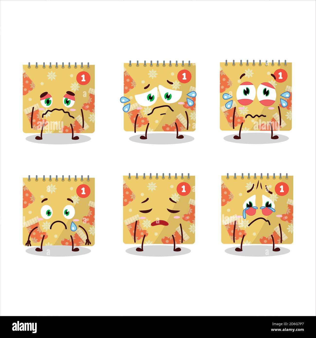 1st december calendar cartoon character with sad expression Stock ...