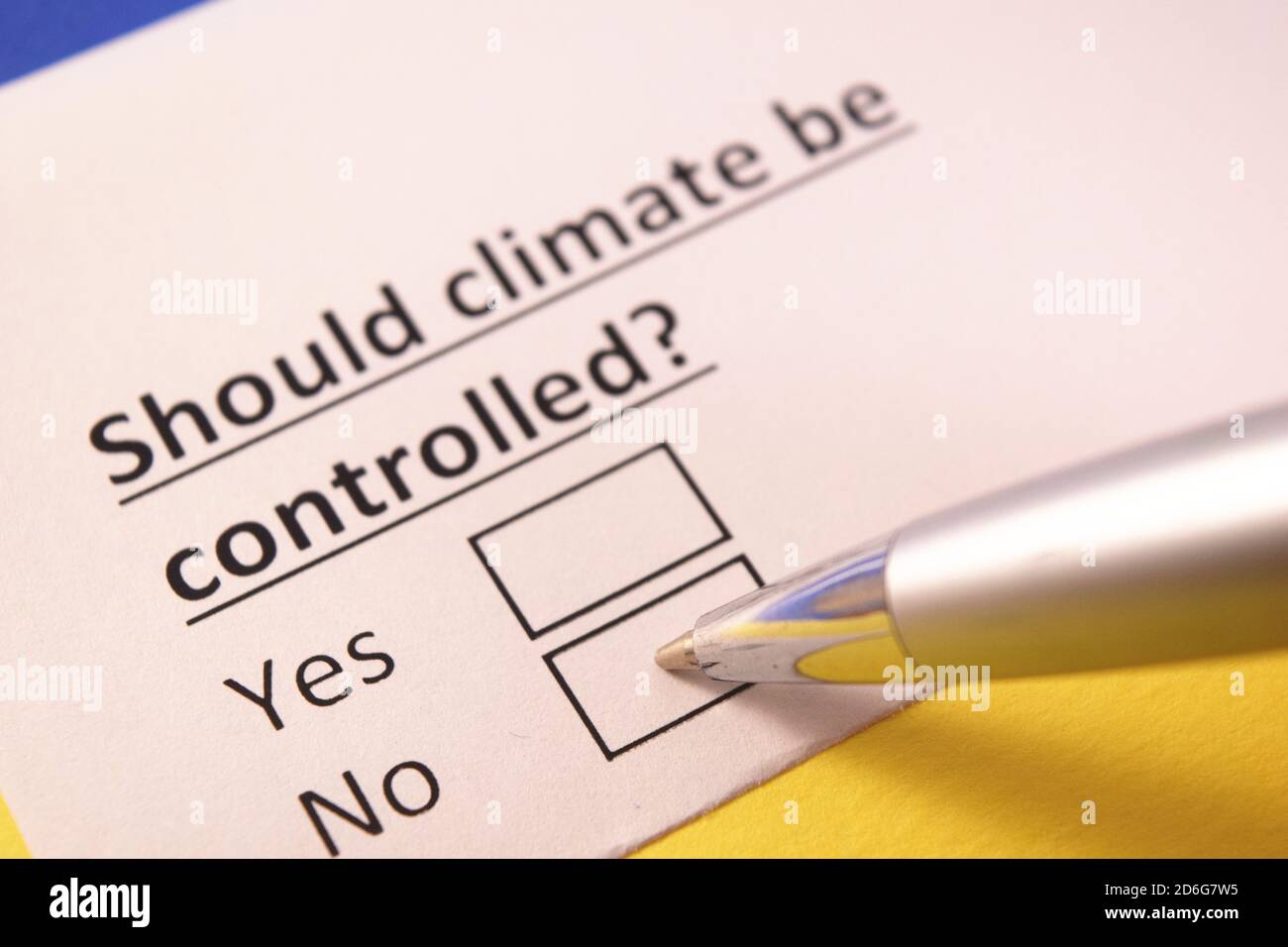 Should climate be controlled? Yes or no Stock Photo - Alamy
