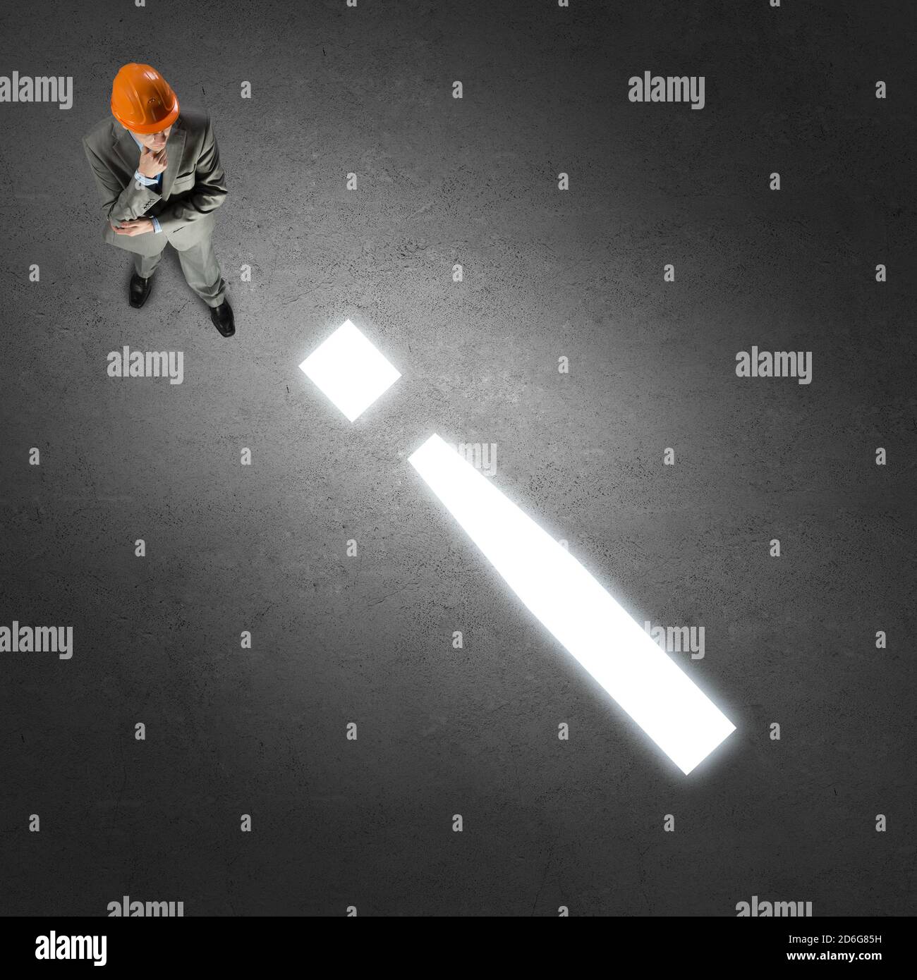 Construction man from top view Stock Photo - Alamy