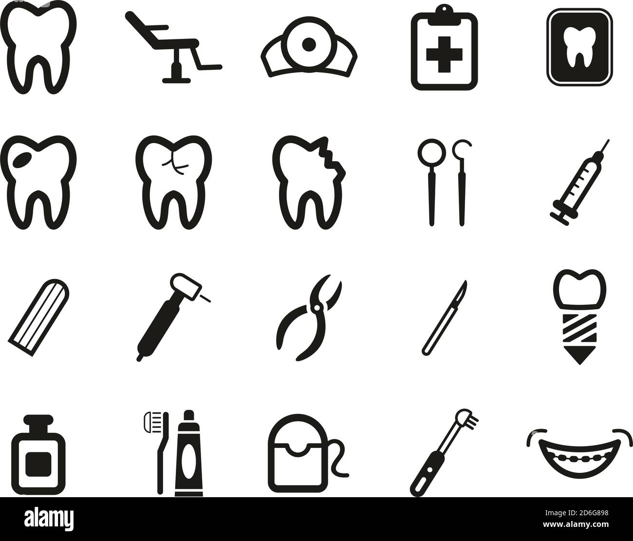 Dentist Office & Equipment Icons Black & White Set Big Stock Vector ...