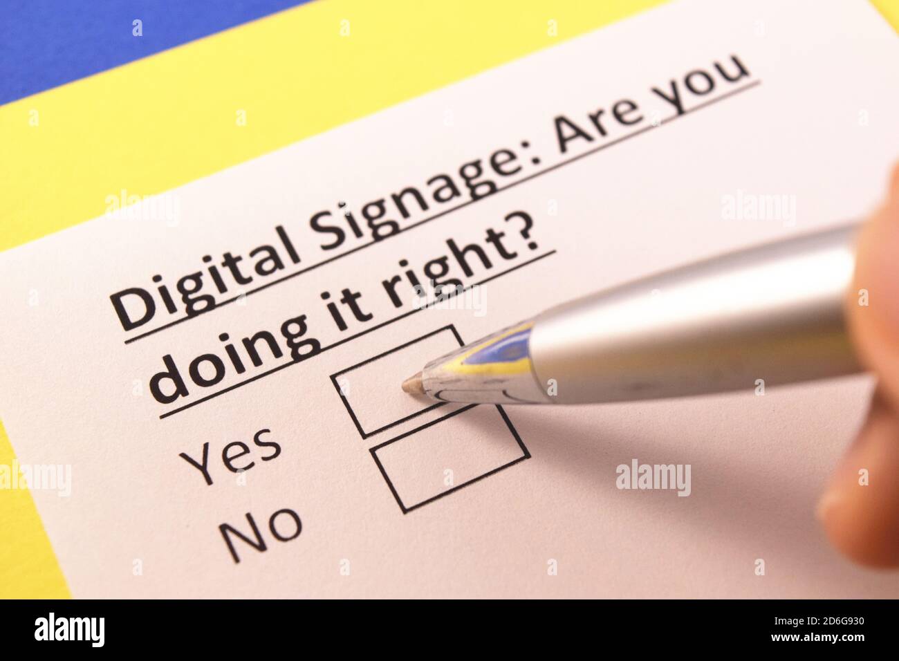 Digital Signage: Are you doing it right? Yes or no Stock Photo - Alamy