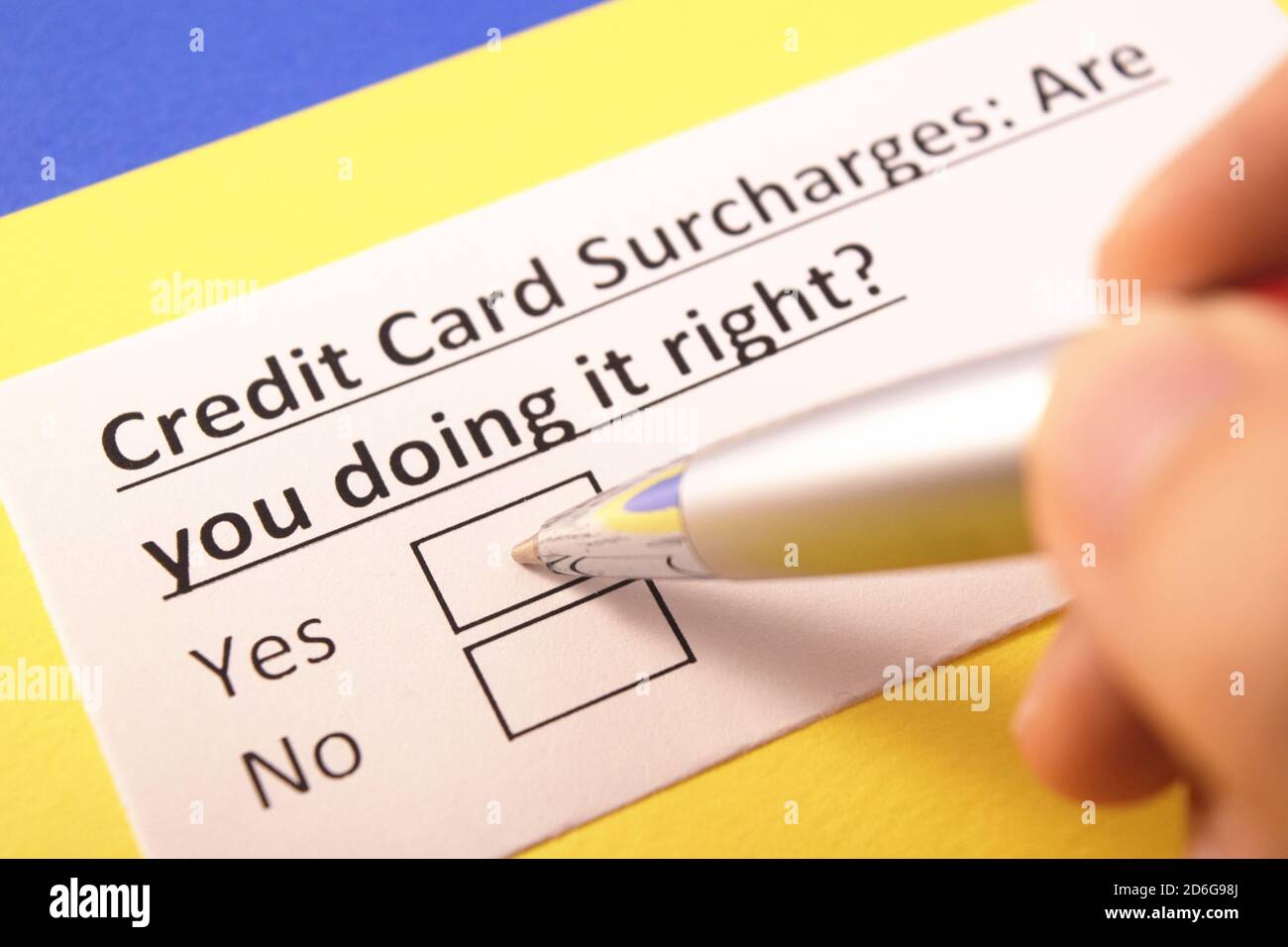 Credit Card Surcharges: Are you doing it right? Yes or no Stock Photo ...