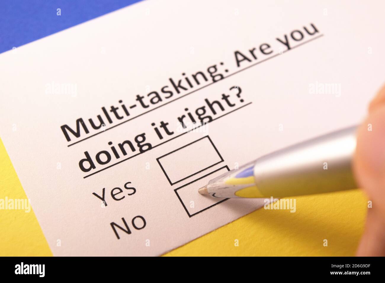 Multi-tasking: Are you doing it right? Yes or no Stock Photo - Alamy