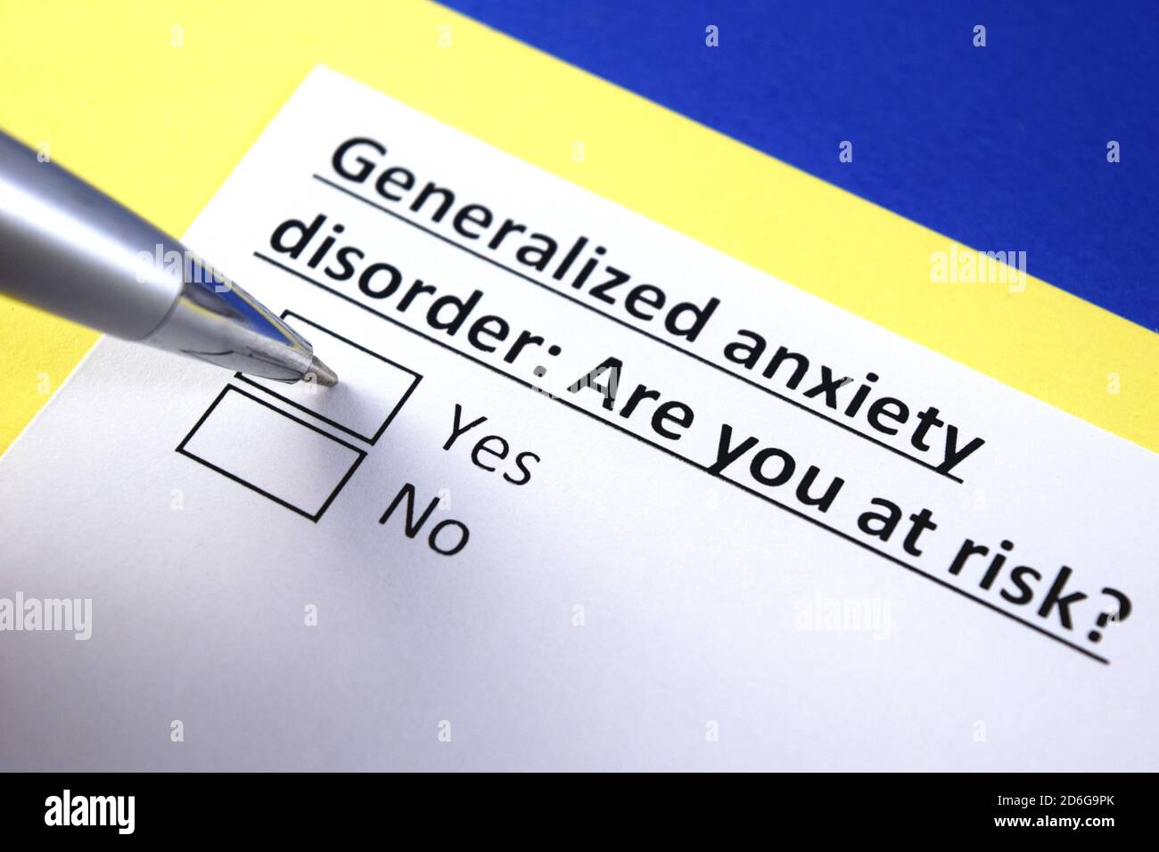 Generalized anxiety disorder: Are you at risk? Yes or no Stock Photo ...