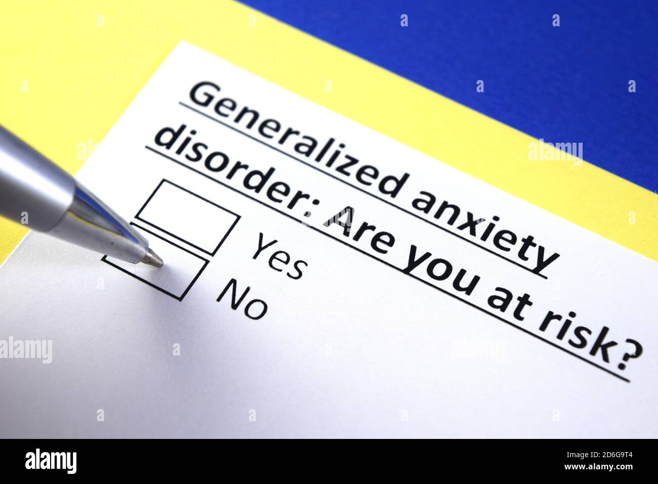 Generalized anxiety disorder: Are you at risk? Yes or no Stock Photo ...