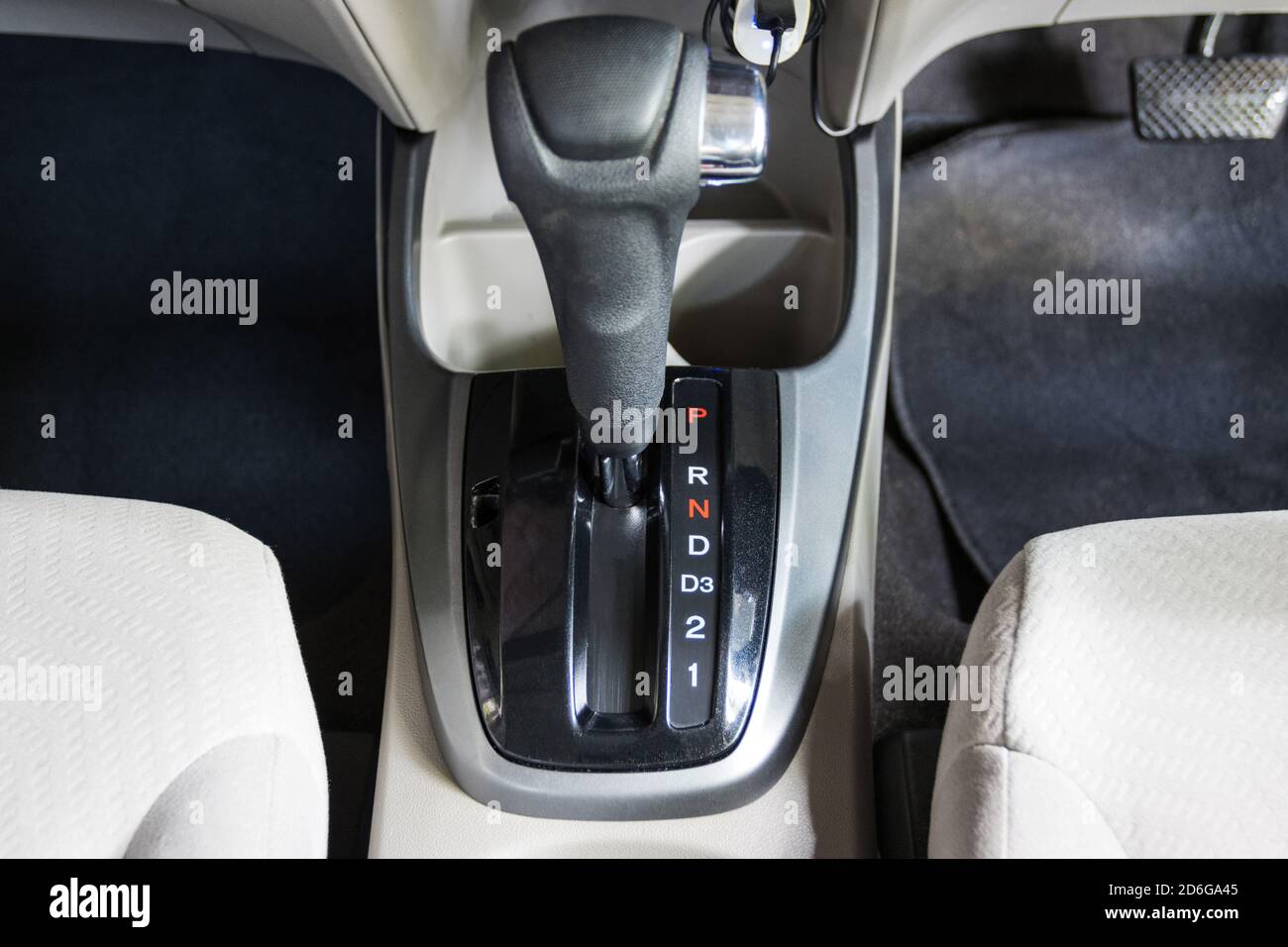 Closeup selective Gear R Reverse the gear selected to drive the vehicle ...