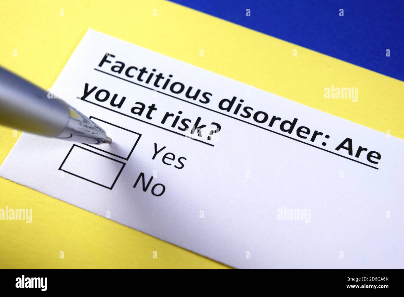 Factitious disorder: Are you at risk? Yes or no Stock Photo - Alamy