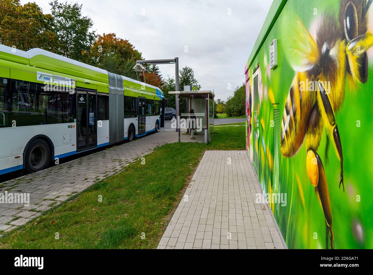 Electric bus of Stadtwerke Münster, at a fast charging station, bus ...