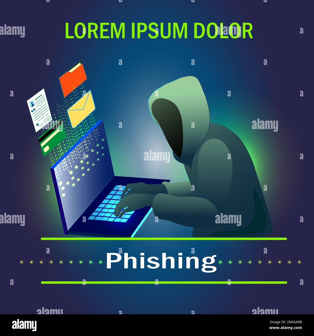 Phishing. Hacking account and password. Account data phishing with cyber thief hide behind ...