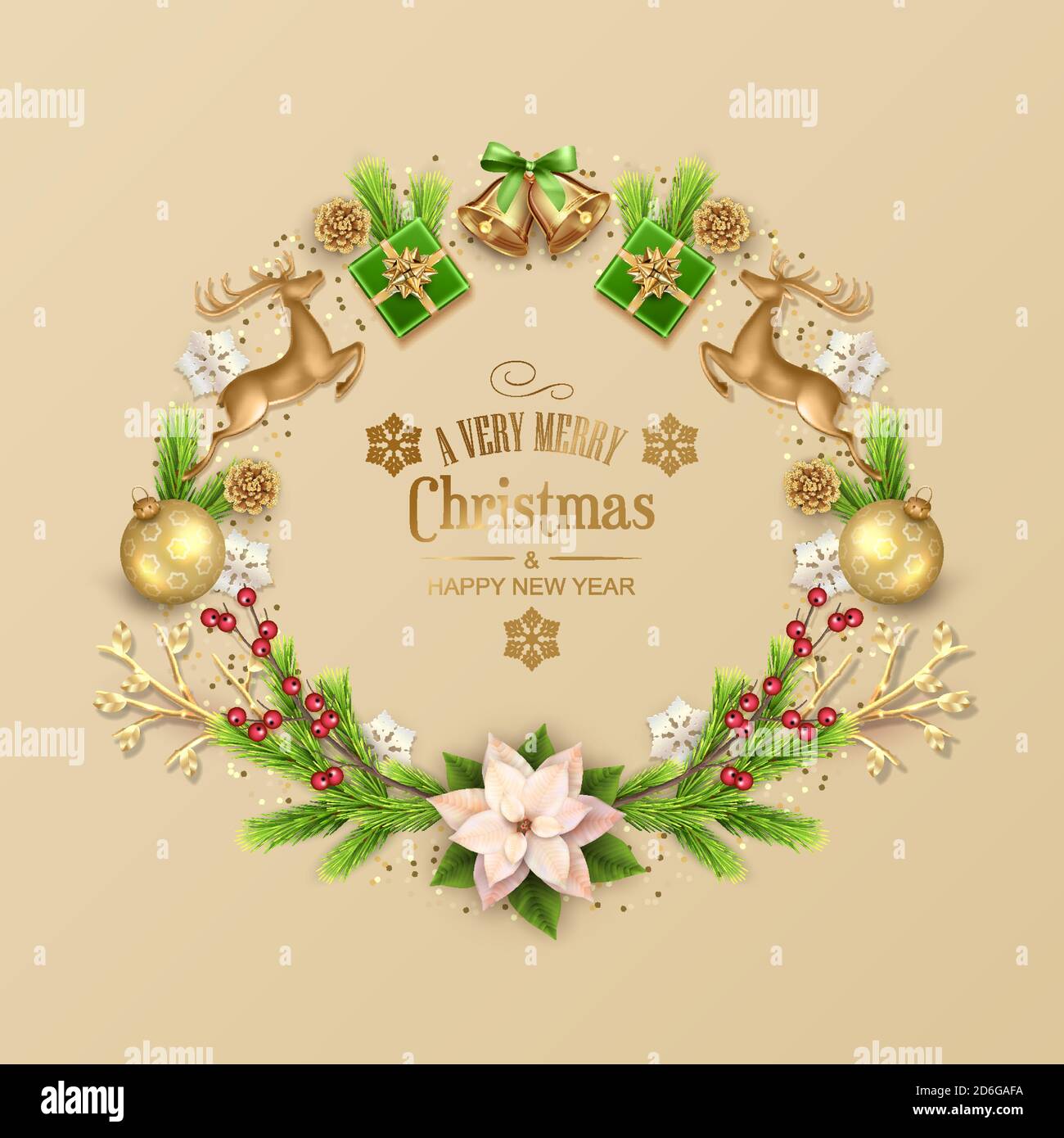 Christmas composition green tree Stock Vector Images - Alamy