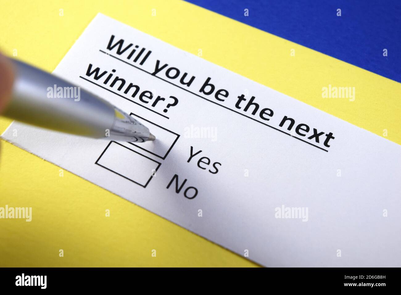 Will you be the next winner? Yes or no Stock Photo - Alamy