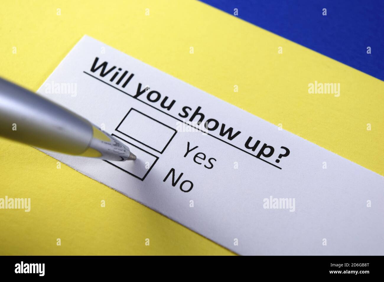 Will you show up? Yes or no Stock Photo - Alamy