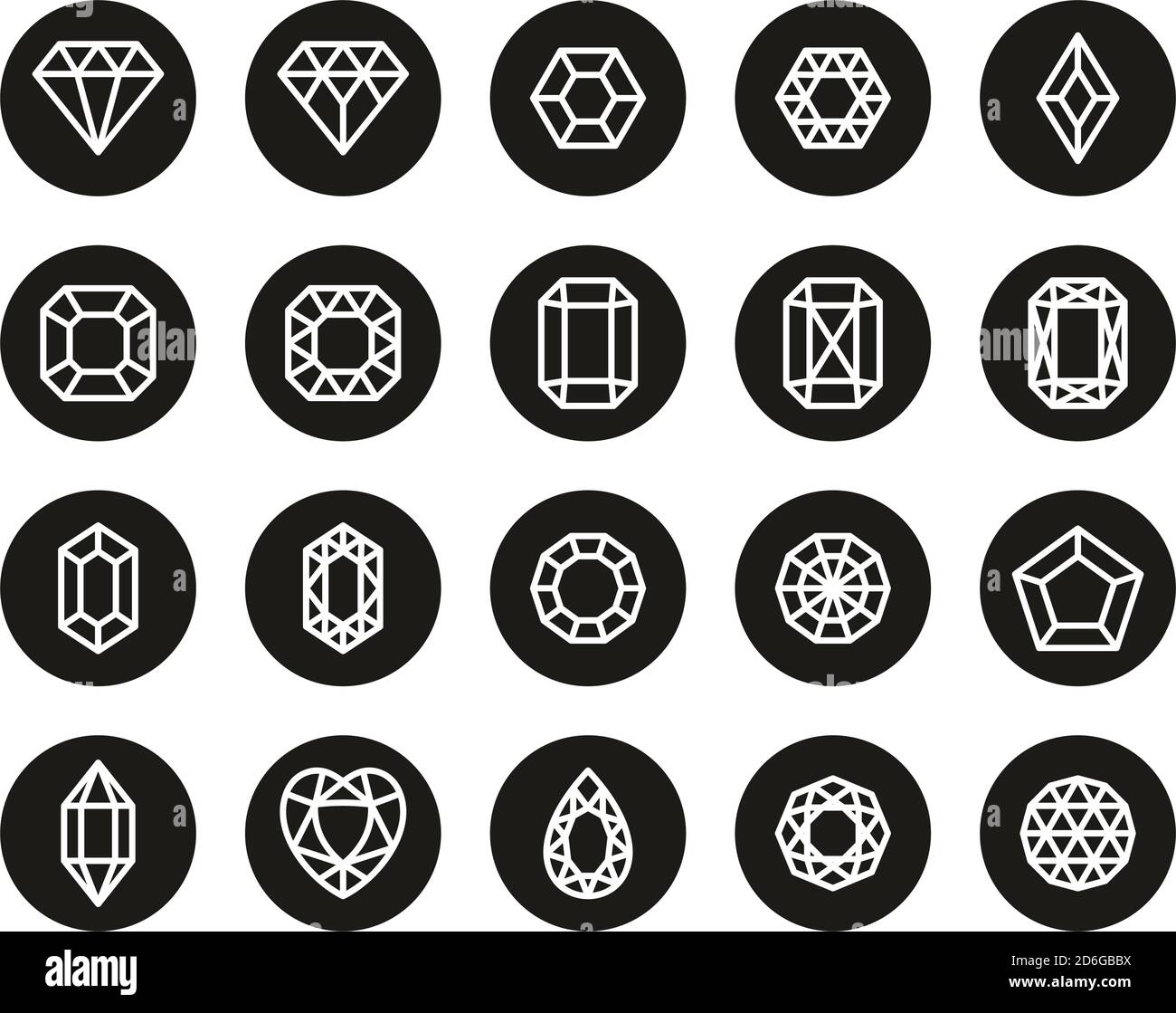 Diamond Shape Icons White On Black Flat Design Circle Set Big Stock ...