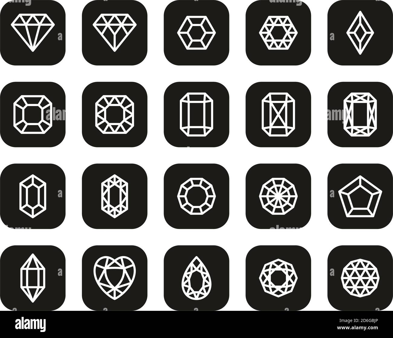 Diamond Shape Icons White On Black Flat Design Set Big Stock Vector ...