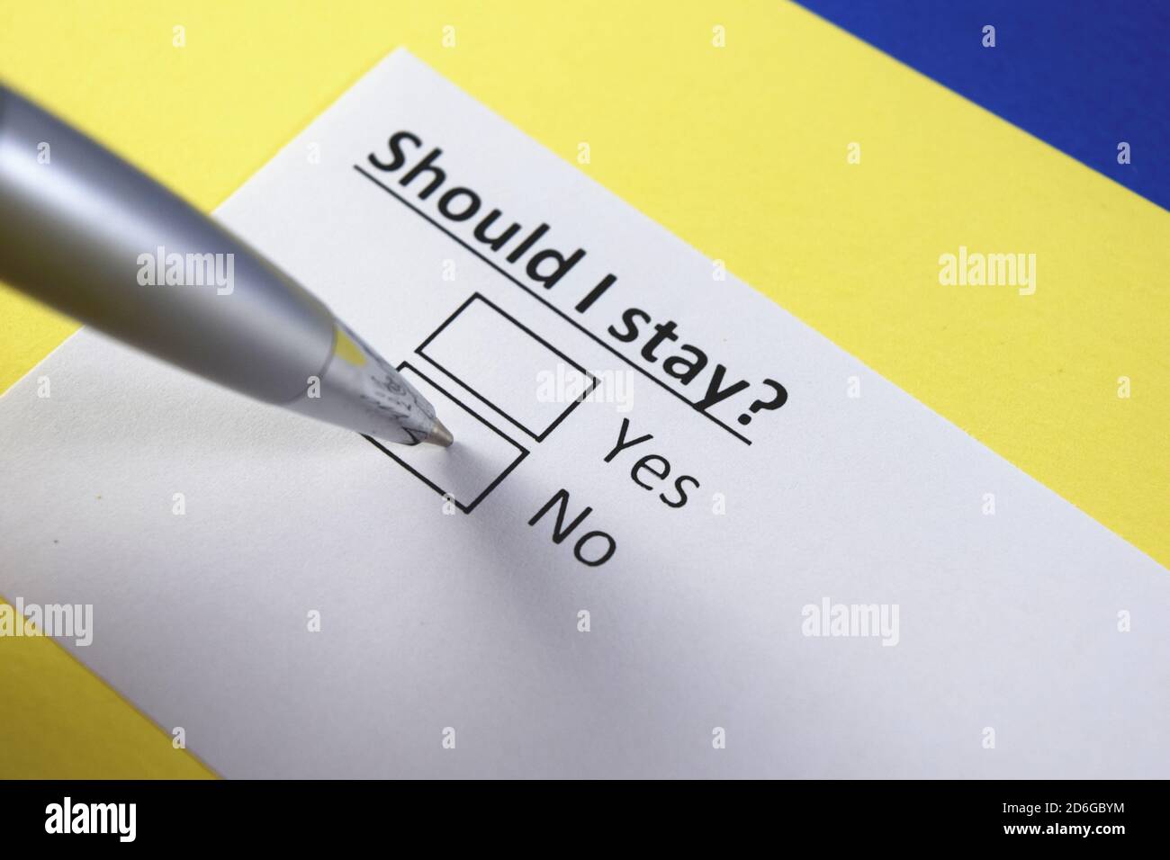 Should I stay? Yes or no Stock Photo - Alamy