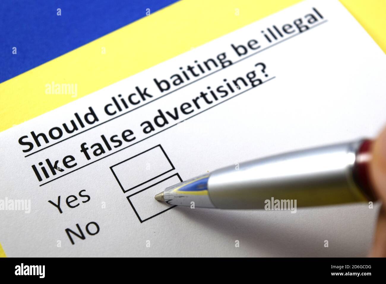 Should click baiting be illegal like false advertising? Yes or no Stock ...